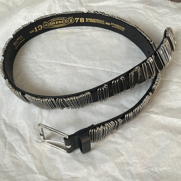 Diesel | Accessories | Diesel Black Belt With Pins Original Cow Leather ...